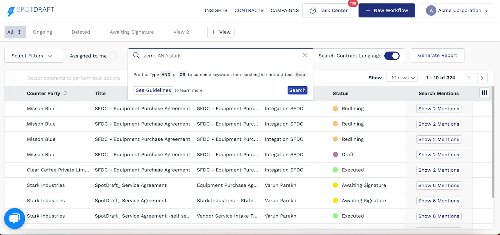 Announcing: Advanced Search for Contracts on SpotDraft!