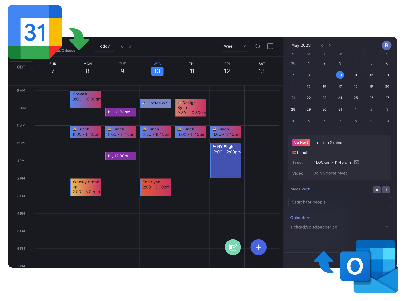 Sync your Outlook & Google calendars with Vimcal