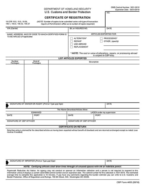 US Customs Forms (PDF) | PCBUS