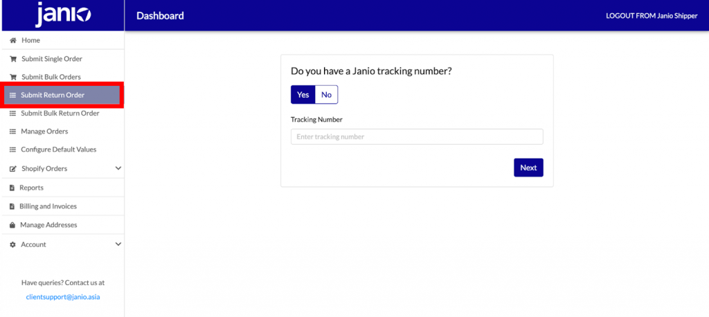 Janio Product Guide: How to Create Return Orders - Janio