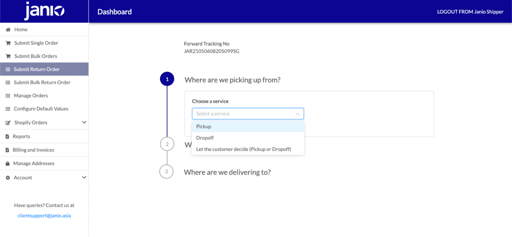 Janio Product Guide: How to Create Return Orders - Janio