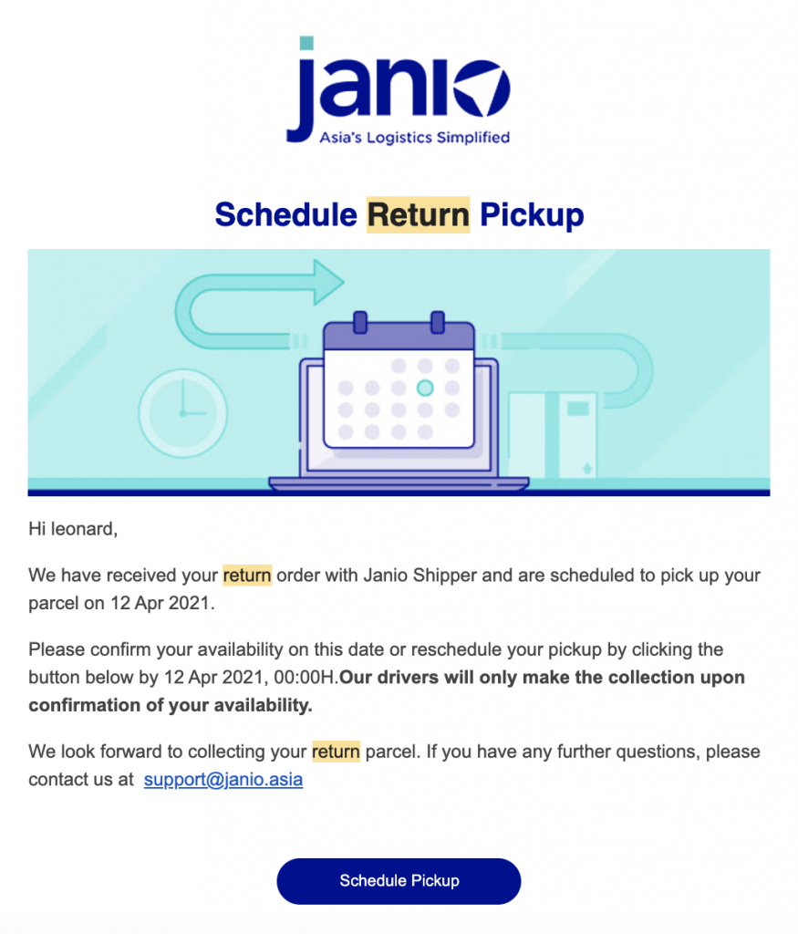 Janio Product Update: Domestic Singapore Returns Service - Janio