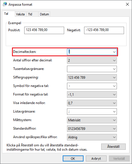Byta decimaltecken (komma eller punkt) i Windows | Solidmakarnas ...