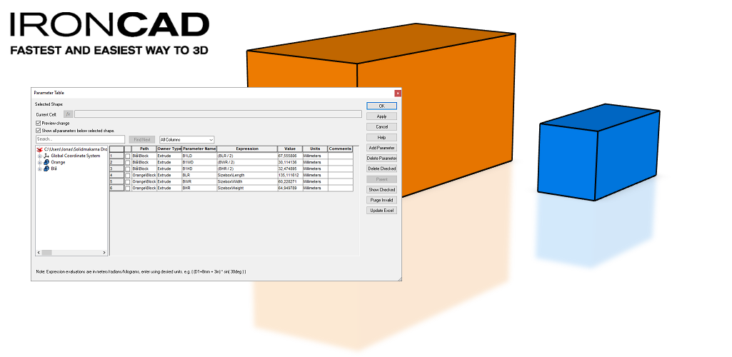 Parametric modeling in IRONCAD | Solidmakarnas Support blog