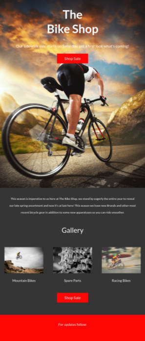 Sports Bicycle Email Template | Mailmunnch