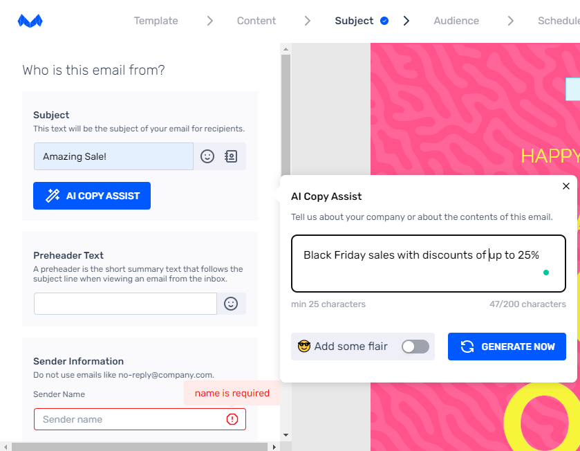 Introducing AI Copy Assist Subject Line Generator | Mailmunch