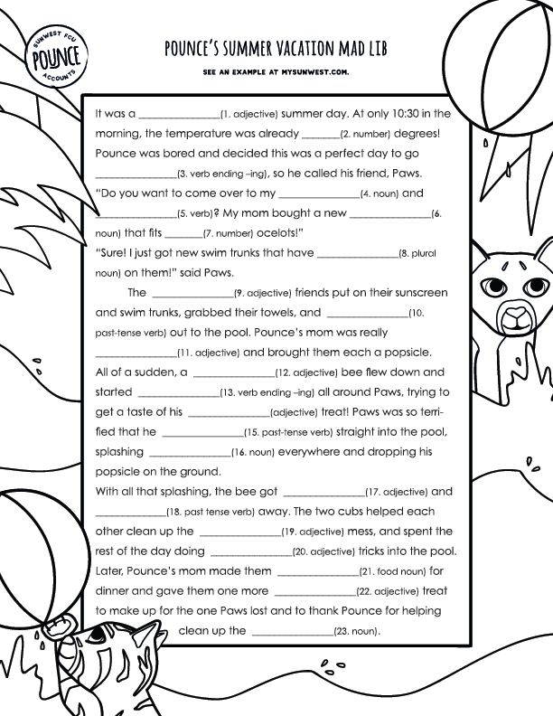 Summer Mad Lib SunWest Credit Union