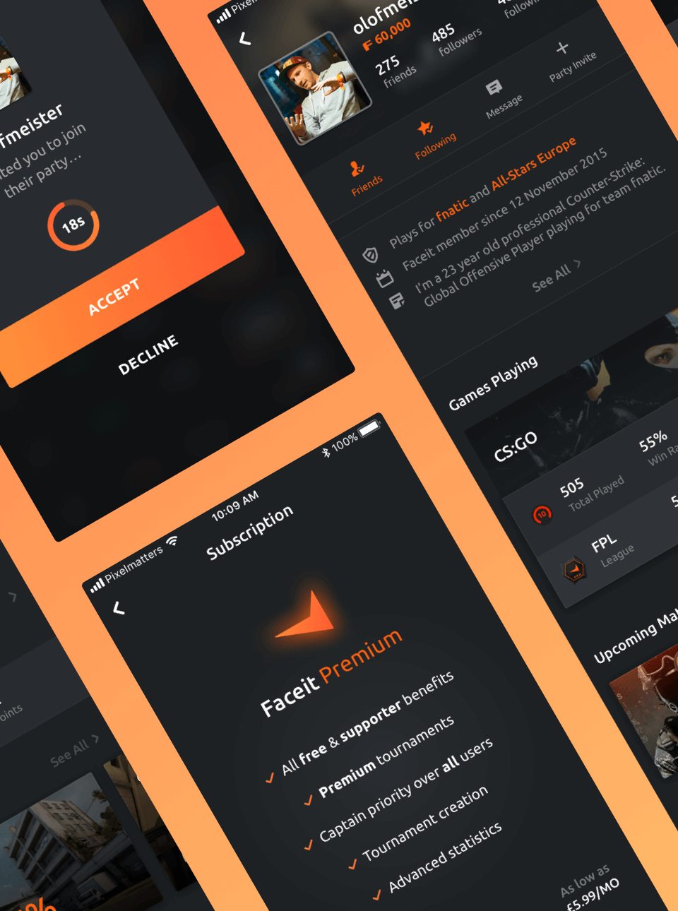 FACEIT • Mobile App design | by Pixelmatters