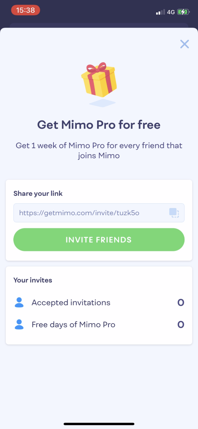 Mimo - Invite a friend flow | App Fuel