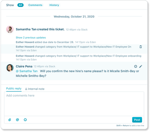 Internal IT Help Desk, Ticketing & Service Request Software | Eden