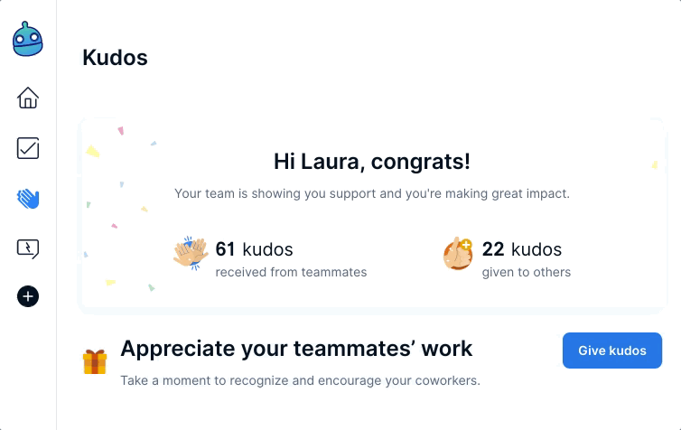 Kudos Team Recognition in Slack, MS Teams, Google Chat | Boost Morale ...