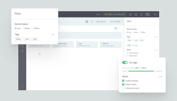 Knowlege-base: Search and Filter Screens
