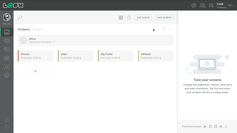 Knowlege-base: Group of screens