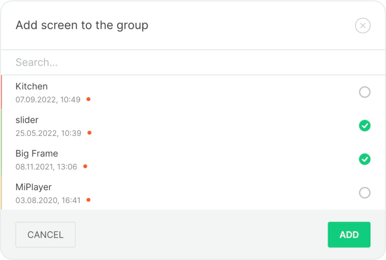 Knowlege-base: Group of screens