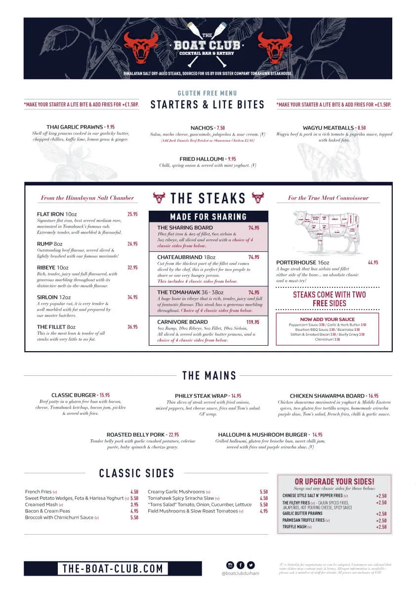 View Menus | The Boat Club, Durham - Cocktail Bar & Restaurant