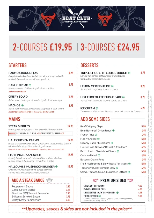 View Menus | The Boat Club, Durham - Cocktail Bar & Restaurant