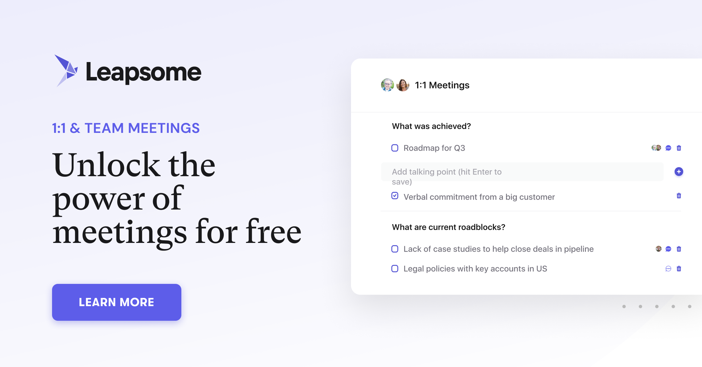 Free 1:1 Meetings & Team Meeting Notes Software | Leapsome