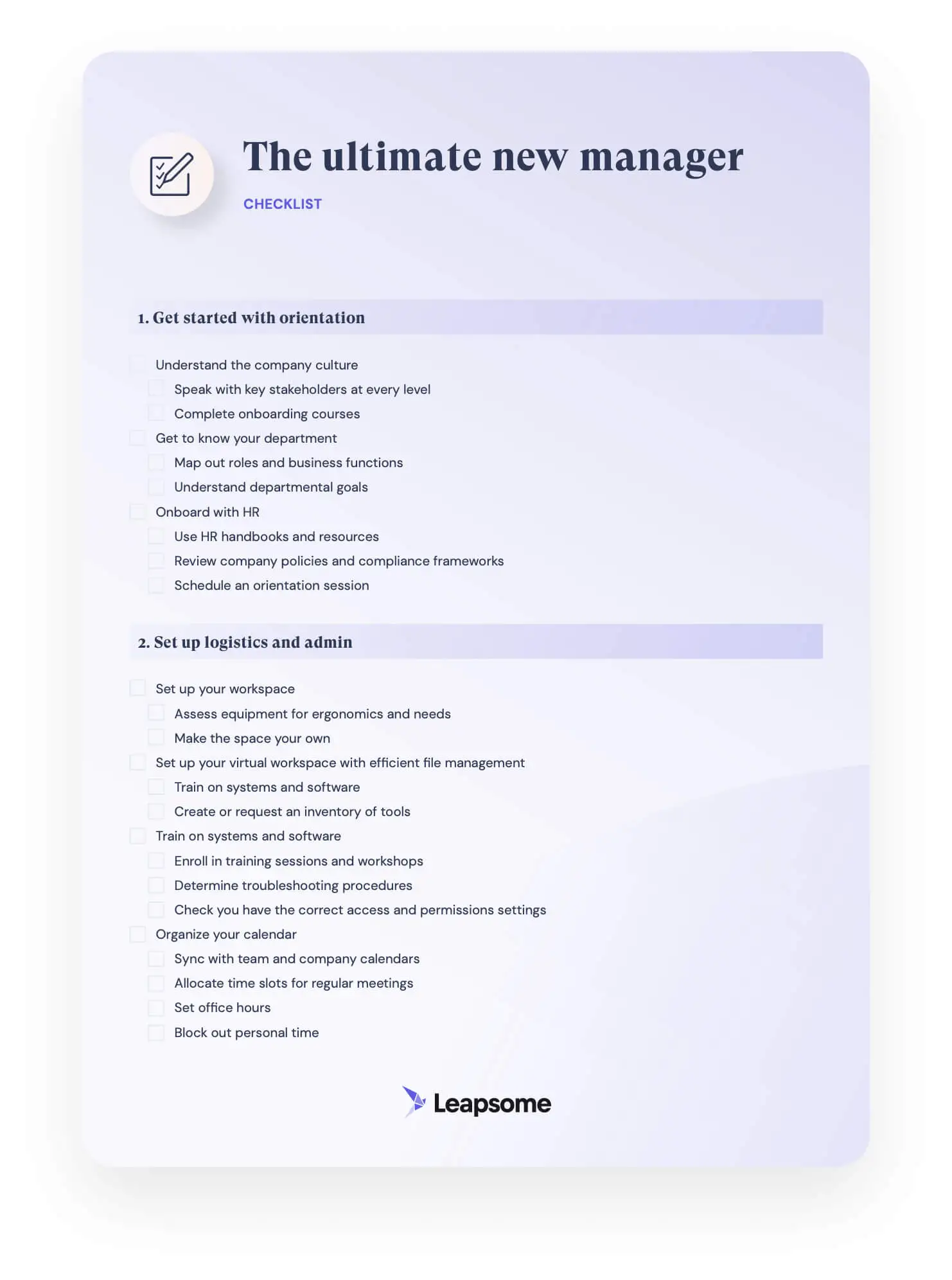 The Ultimate Checklist for New Managers to Lead & Succeed