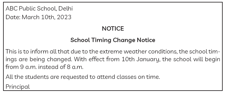 Notice writing: Format, Tips, Examples & Practice Questions in PDF