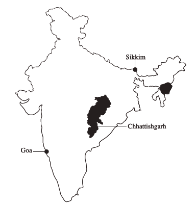 Locate the following States on a blank outline political map of India ...