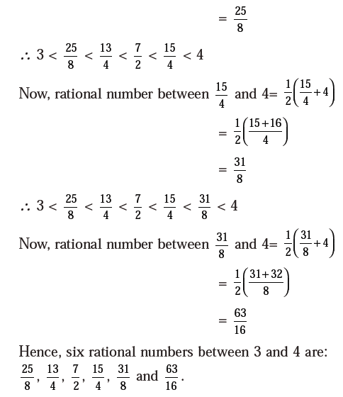 Find six rational numbers between 3 and 4.