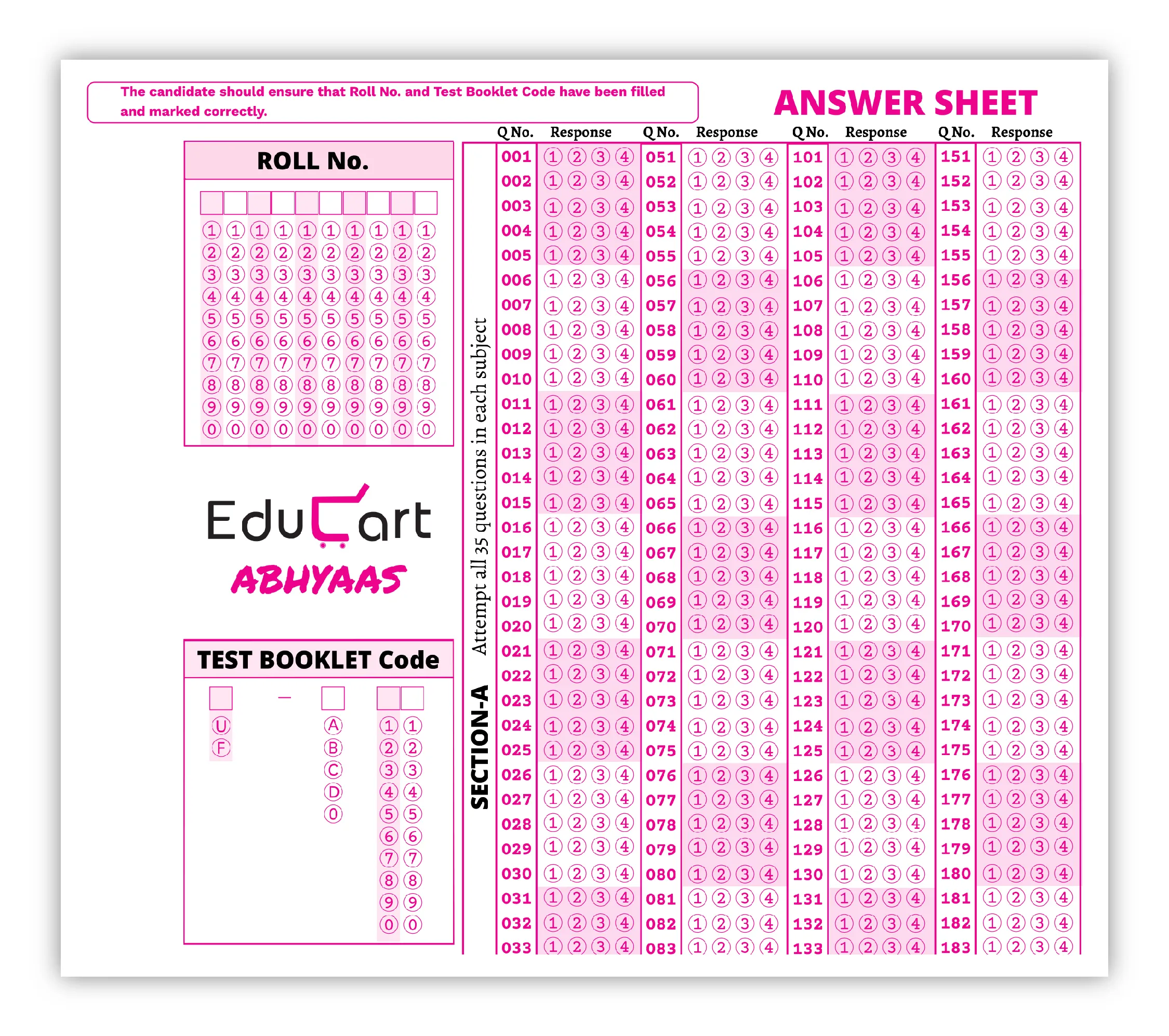Educart NEET OMR Sheets 2024 With Supplementary Booklet on New Topics ...