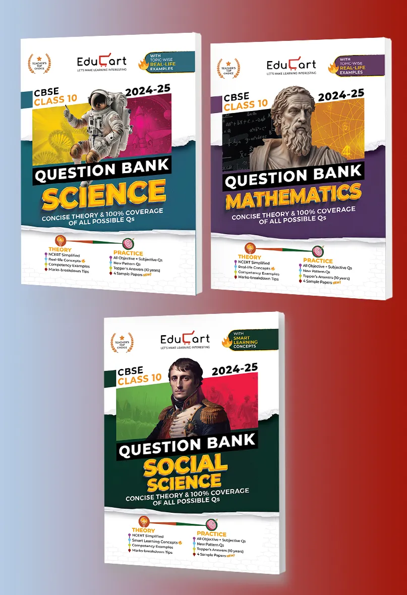 Educart CBSE Class 10 Question Bank Science, Mathematics & Social ...