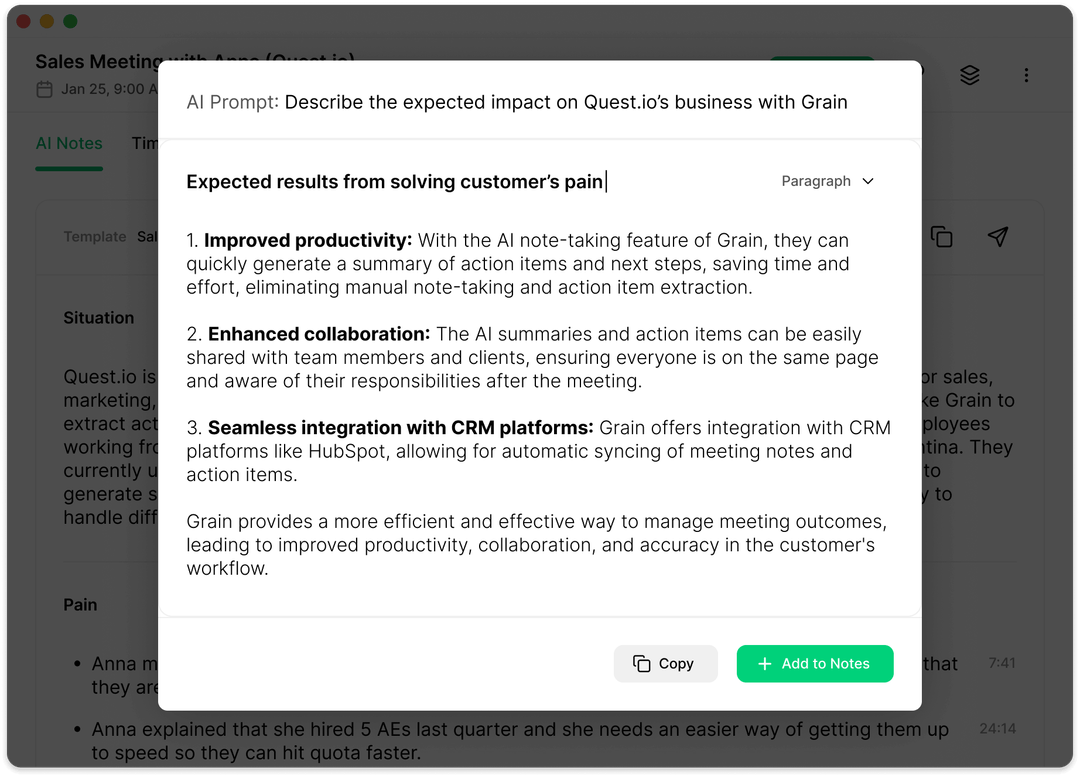 Grain | Conversation Intelligence and AI Sales Assistant