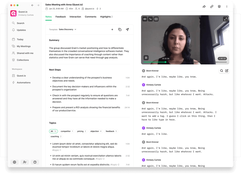 Grain | Conversation Intelligence and AI Sales Assistant