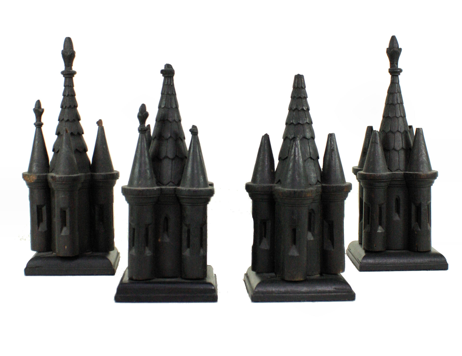 A SET OF FOUR CARVED GOTHIC TURRETS - Ebury Trading