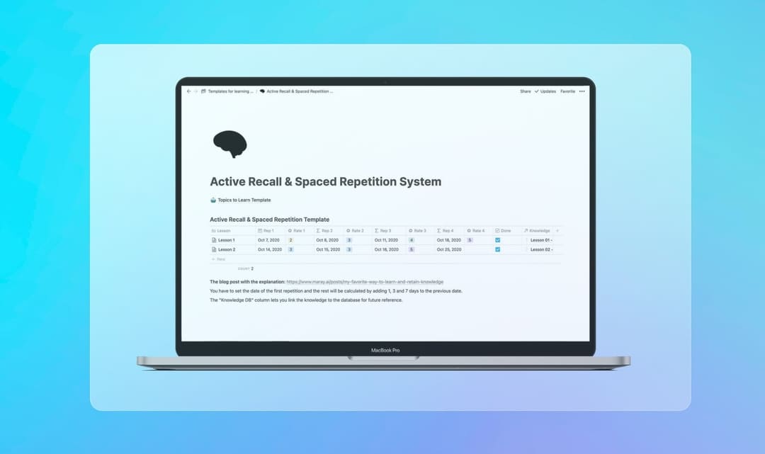 How to Practice Active Recall & Spaced Repetition with Notion Template