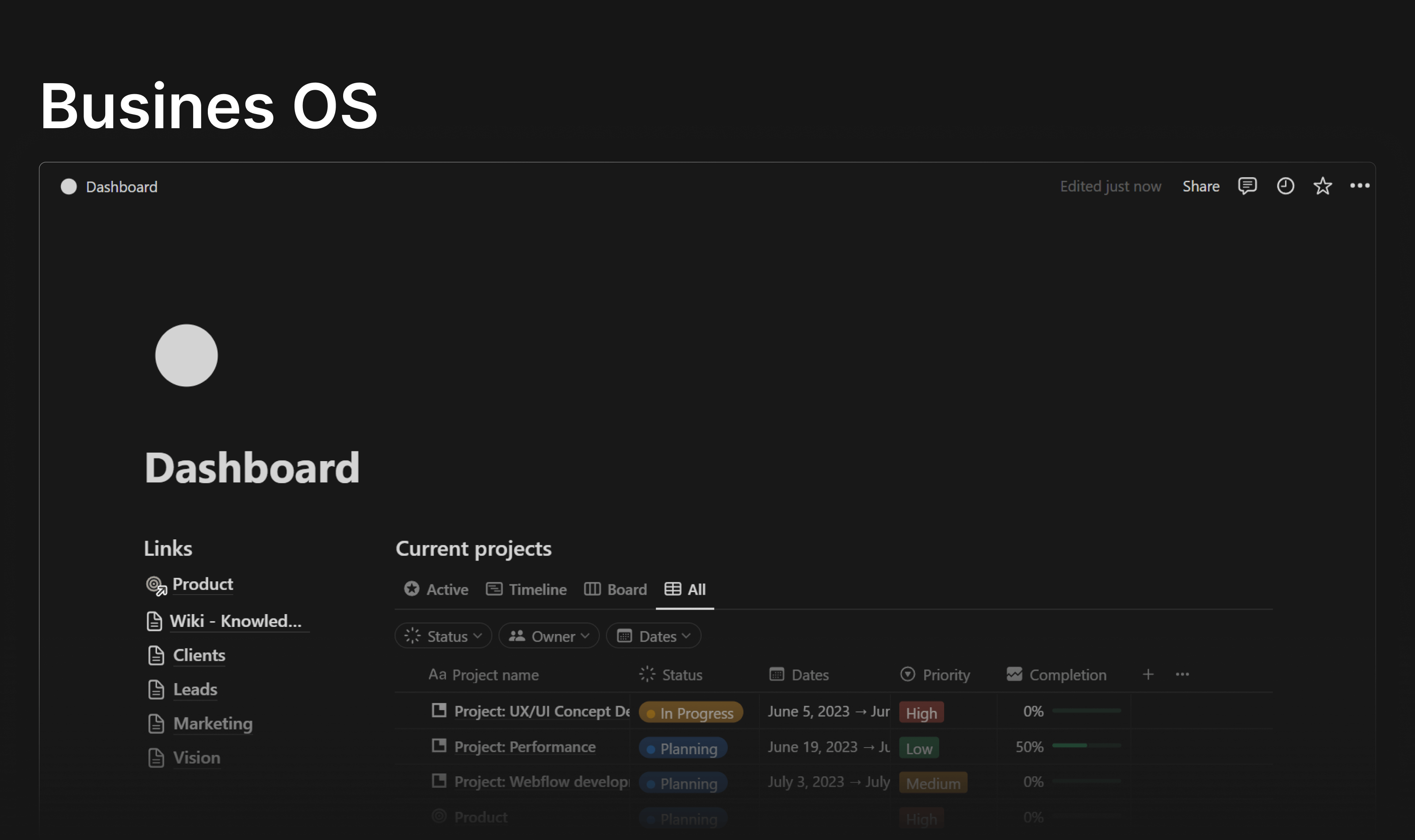 Business Operating System in Notion