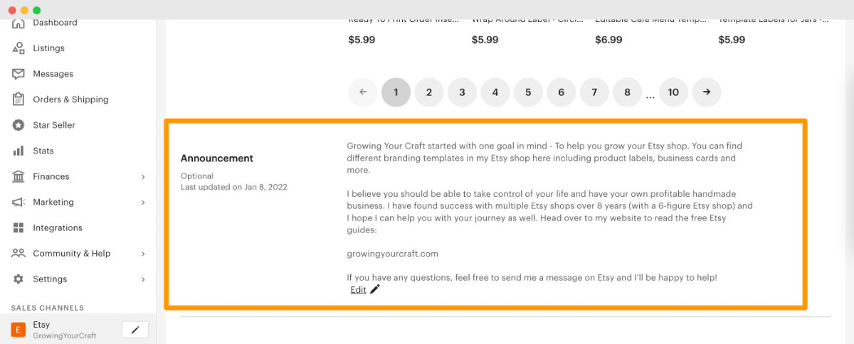 Etsy Shop Announcement - 7 Ideas To Include + Best Examples