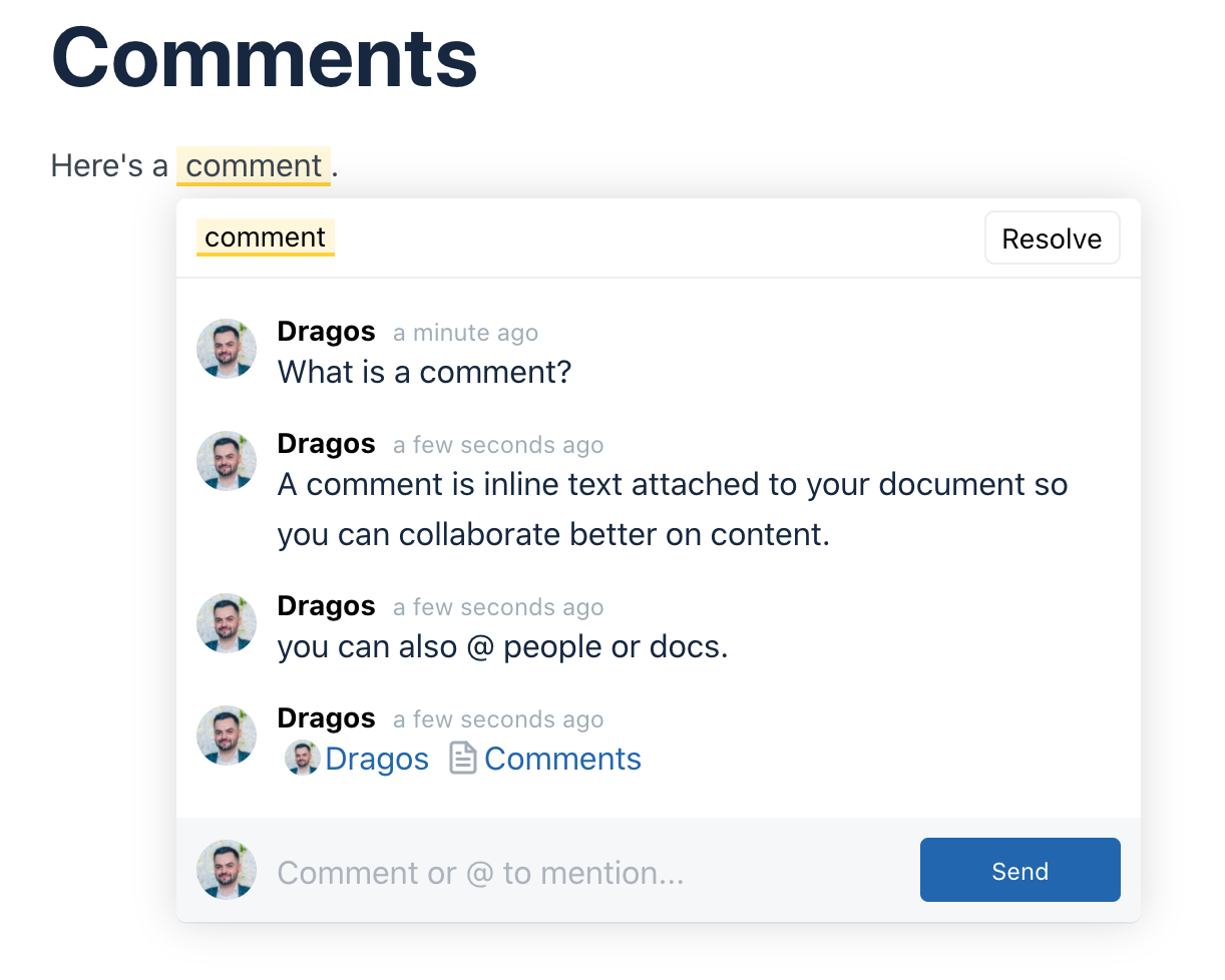 Inline Document Comments 