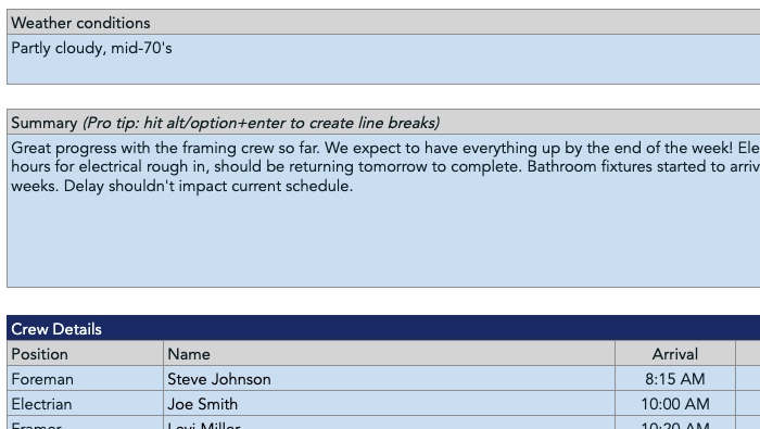 Construction Daily Report Template | BuildBook