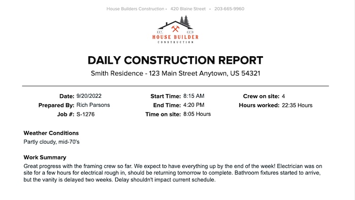 Construction Daily Report Template | BuildBook