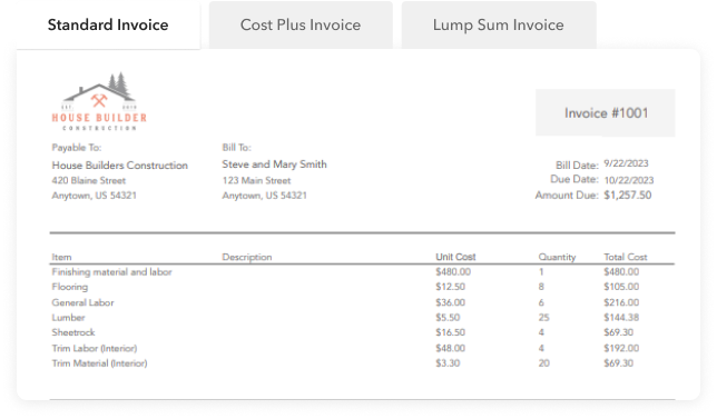 Construction Invoice Template | BuildBook