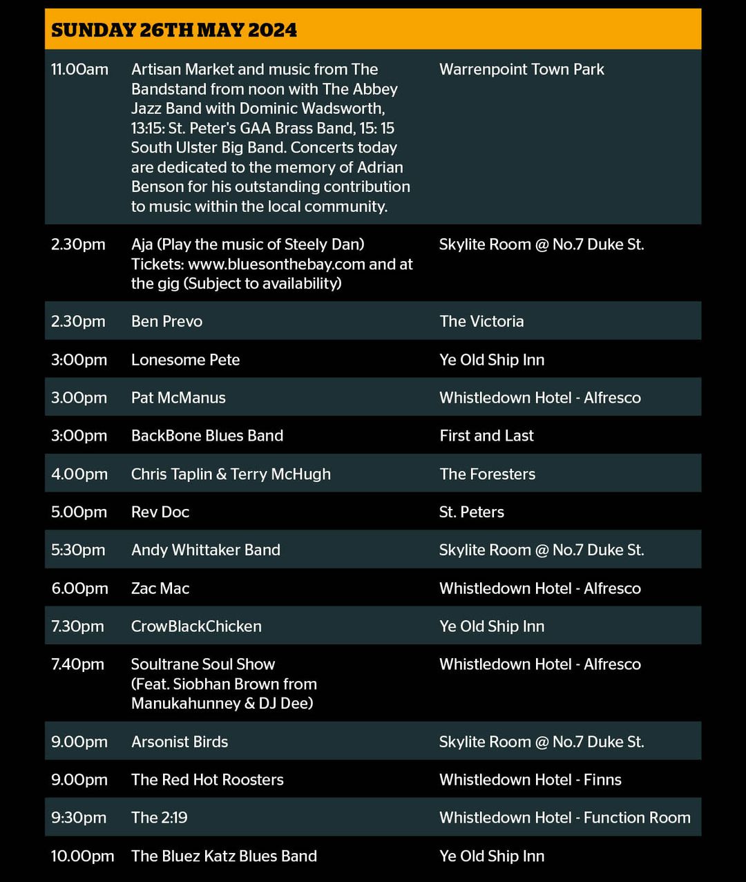 Festival Timetable