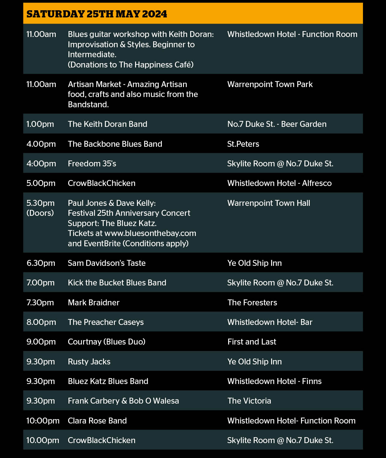 Festival Timetable