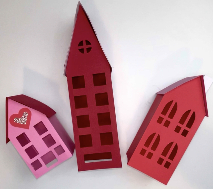 Cricut Valentine's Day Idea: Paper House Village [Free 3D SVG]