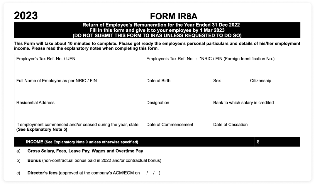 What is form IR8A? Ultimate Guide to Singapore's Tax Form : IR8A | Swingvy Singapore