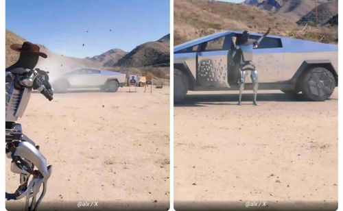 Tesla Bot Goes Full Rambo on a Cybertruck - Culture