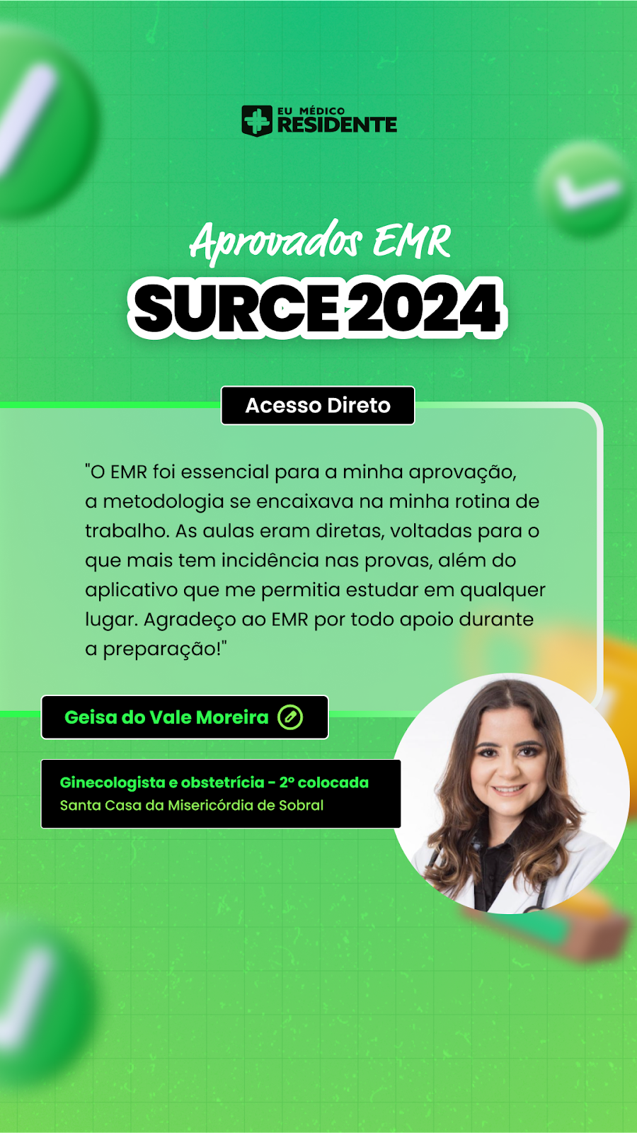 Residência médica 2024: Alunos Eu Médico Residente aprovados no Nordeste
