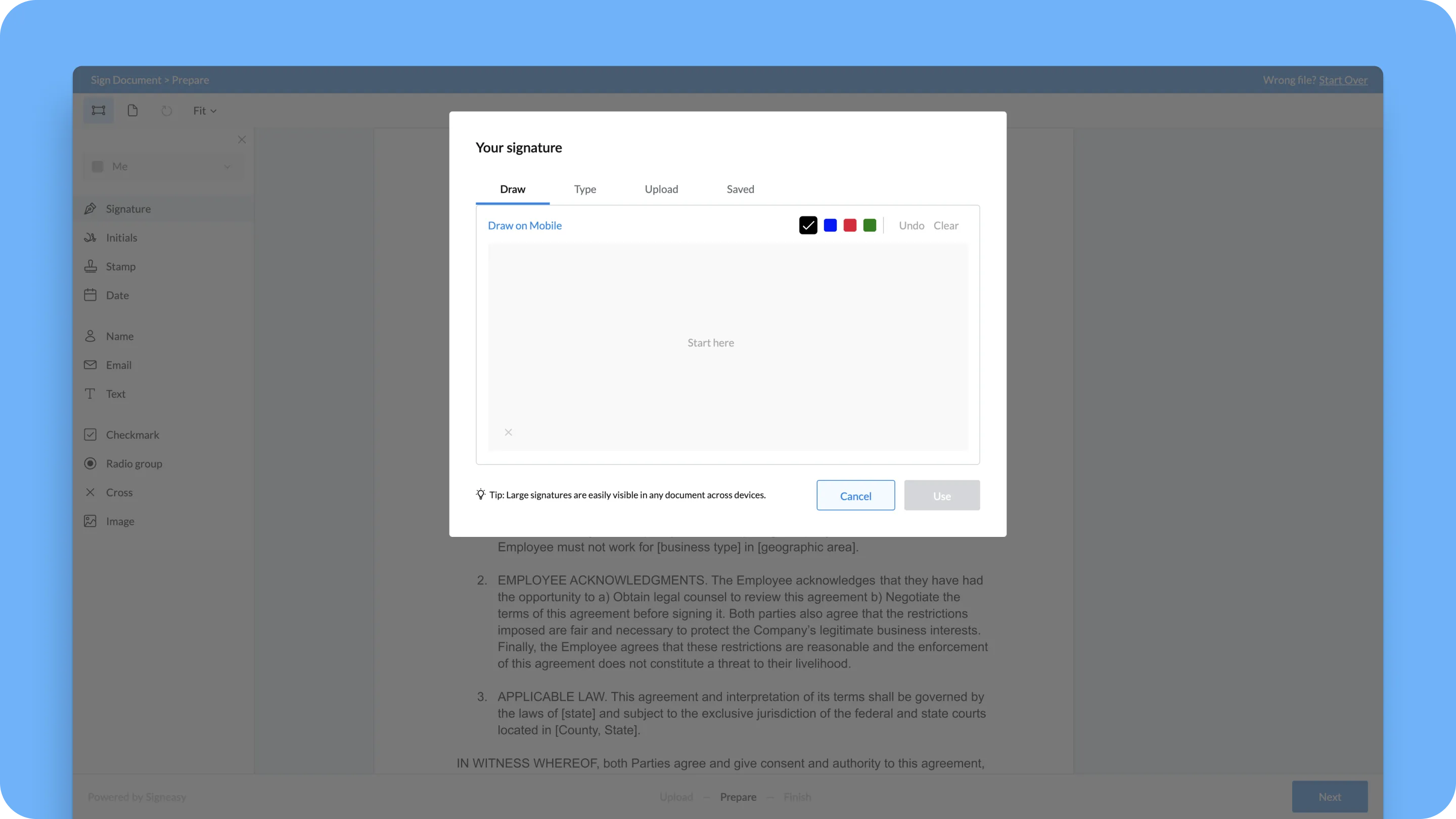 Sign PDFs Online for free with Electronic Signature