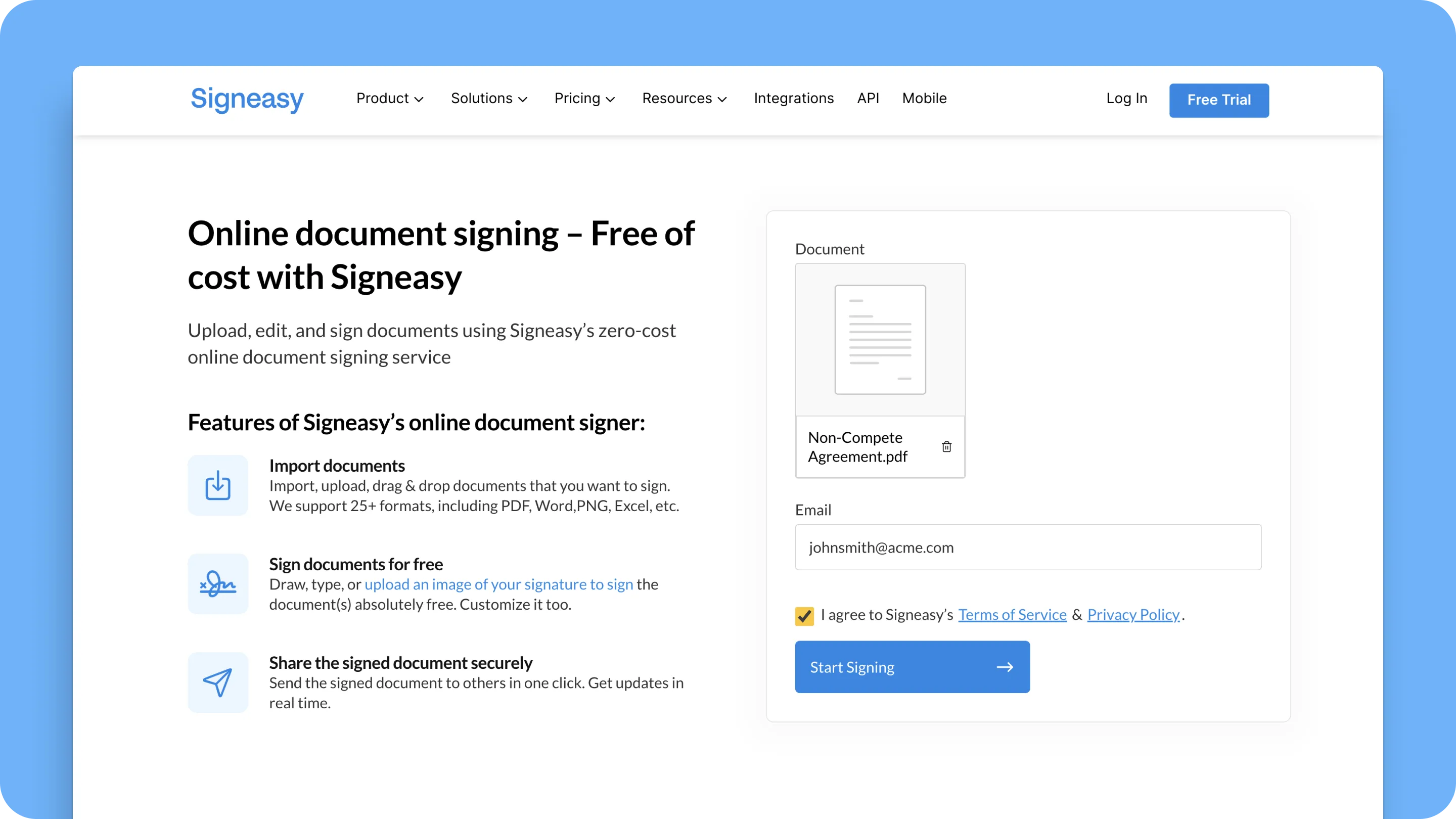 Free Online Document Signer | Signeasy