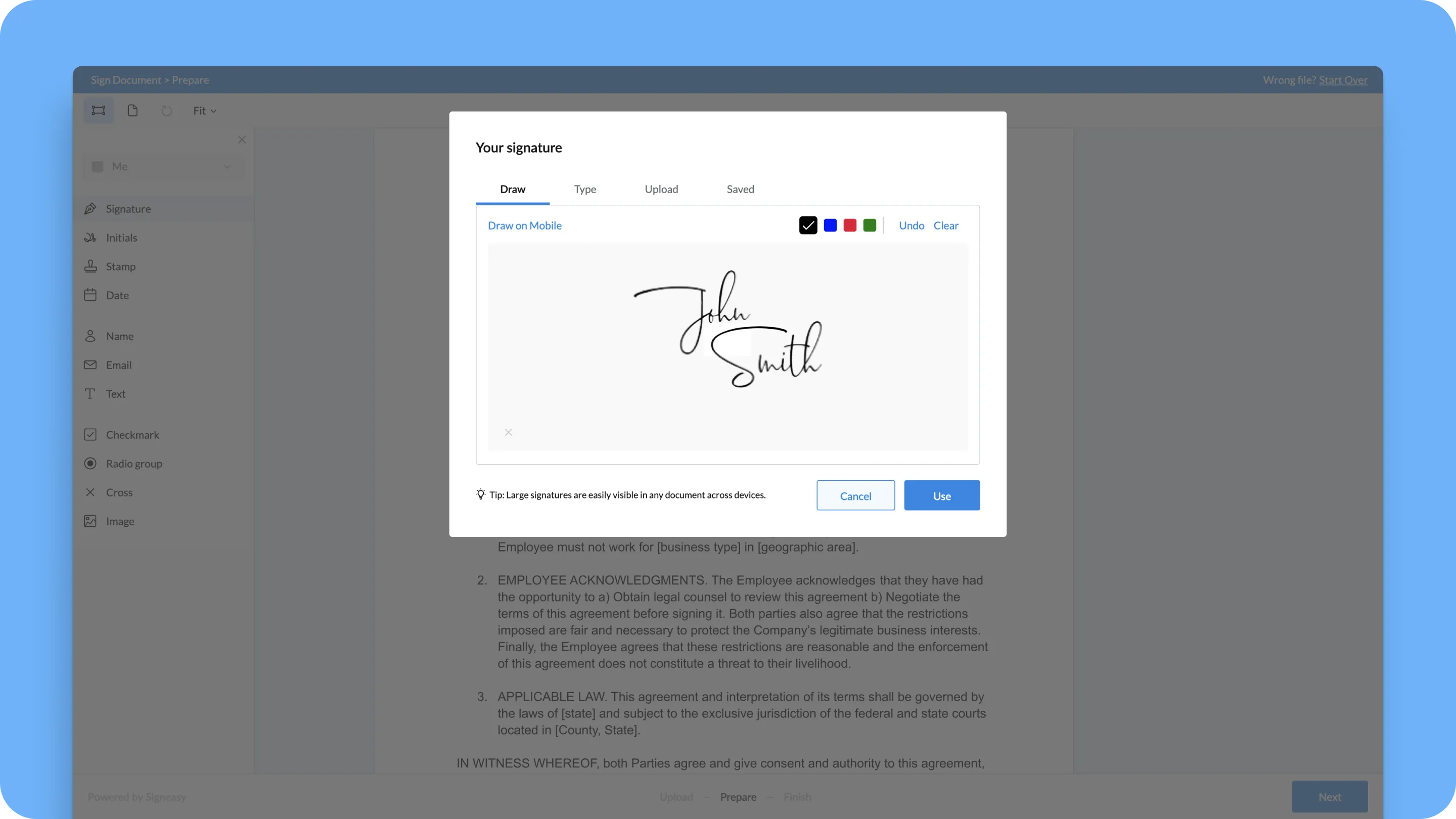 Sign PDFs Online for free with Electronic Signature