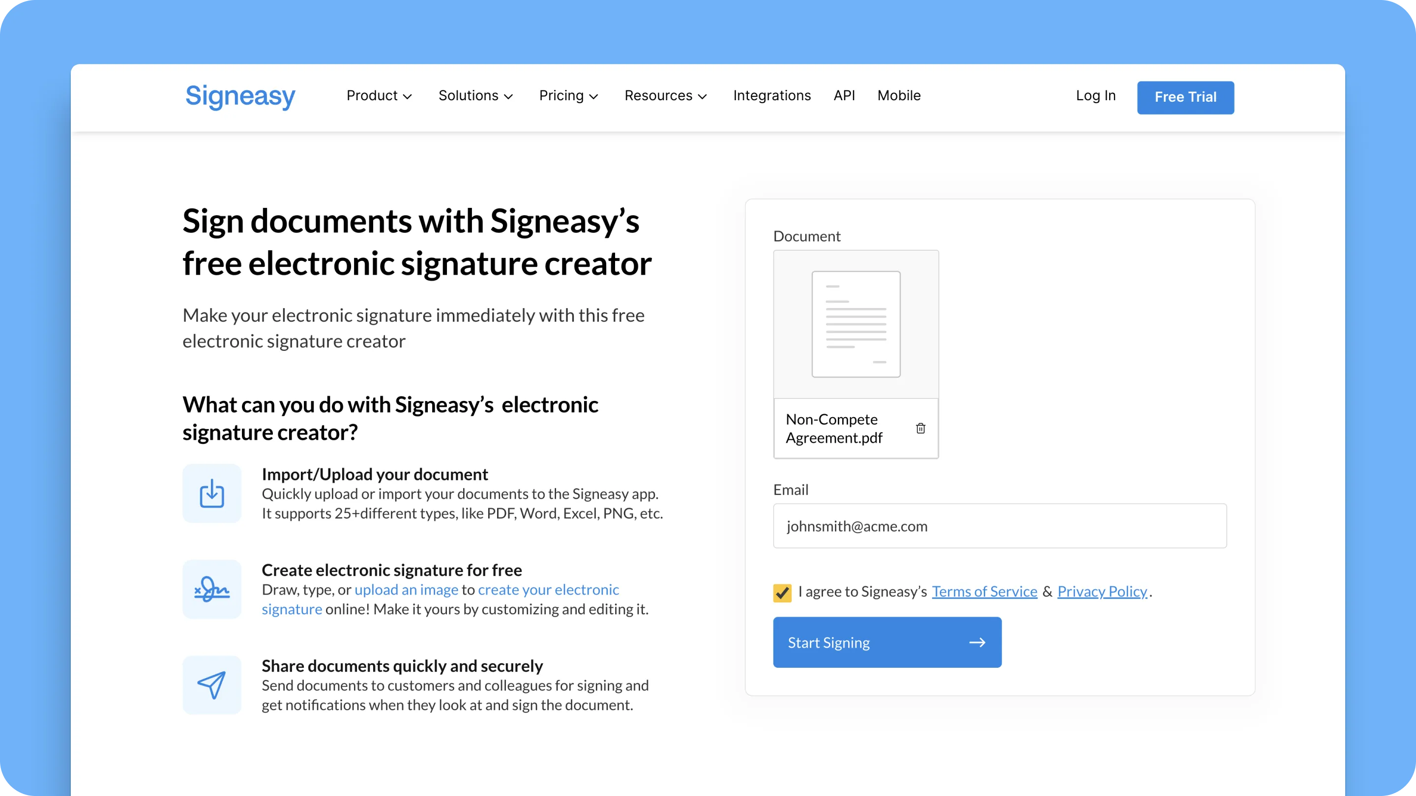 Free Electronic Signature Creator | Signeasy