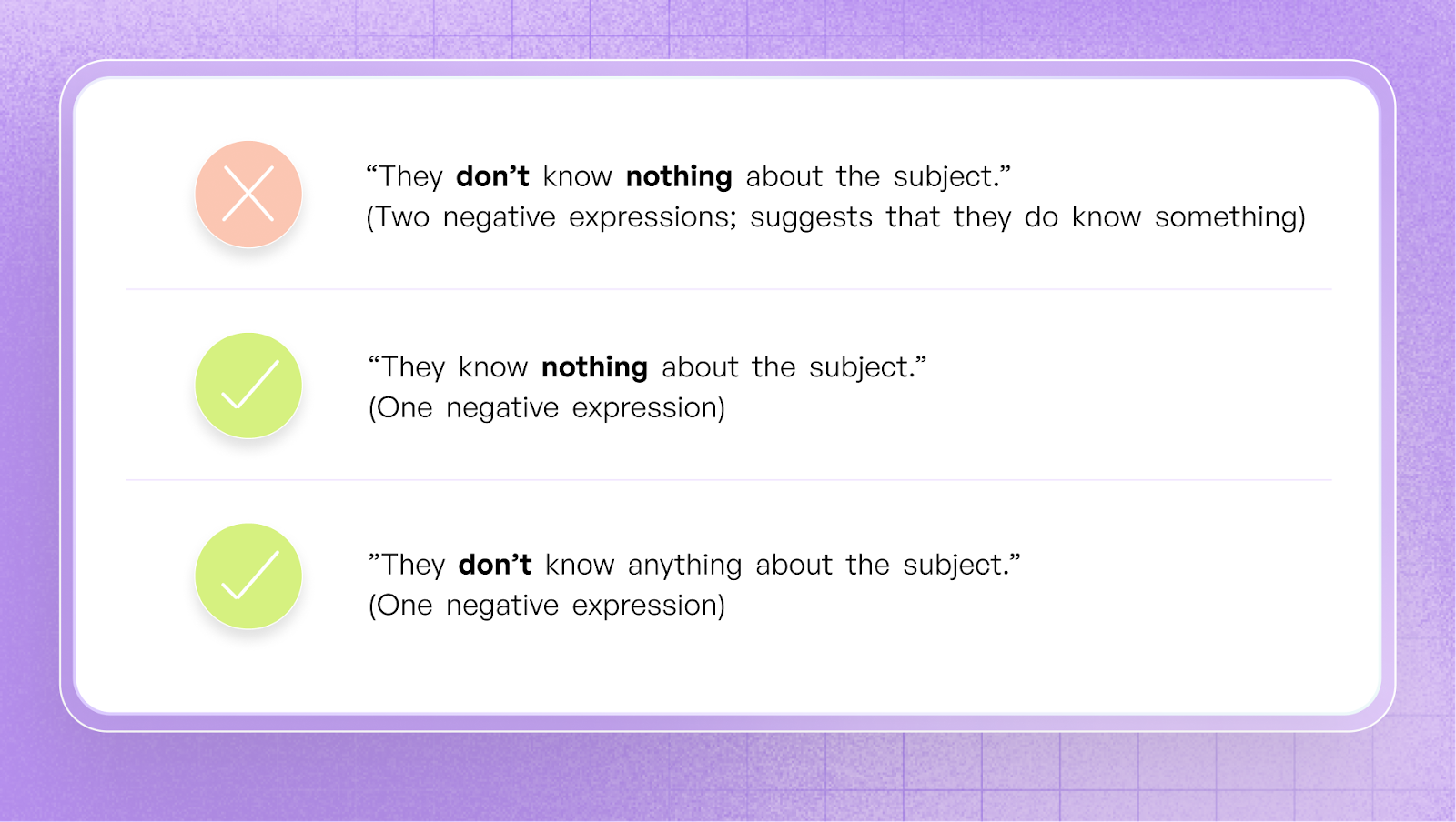 What’s a Double Negative? + How To Fix It