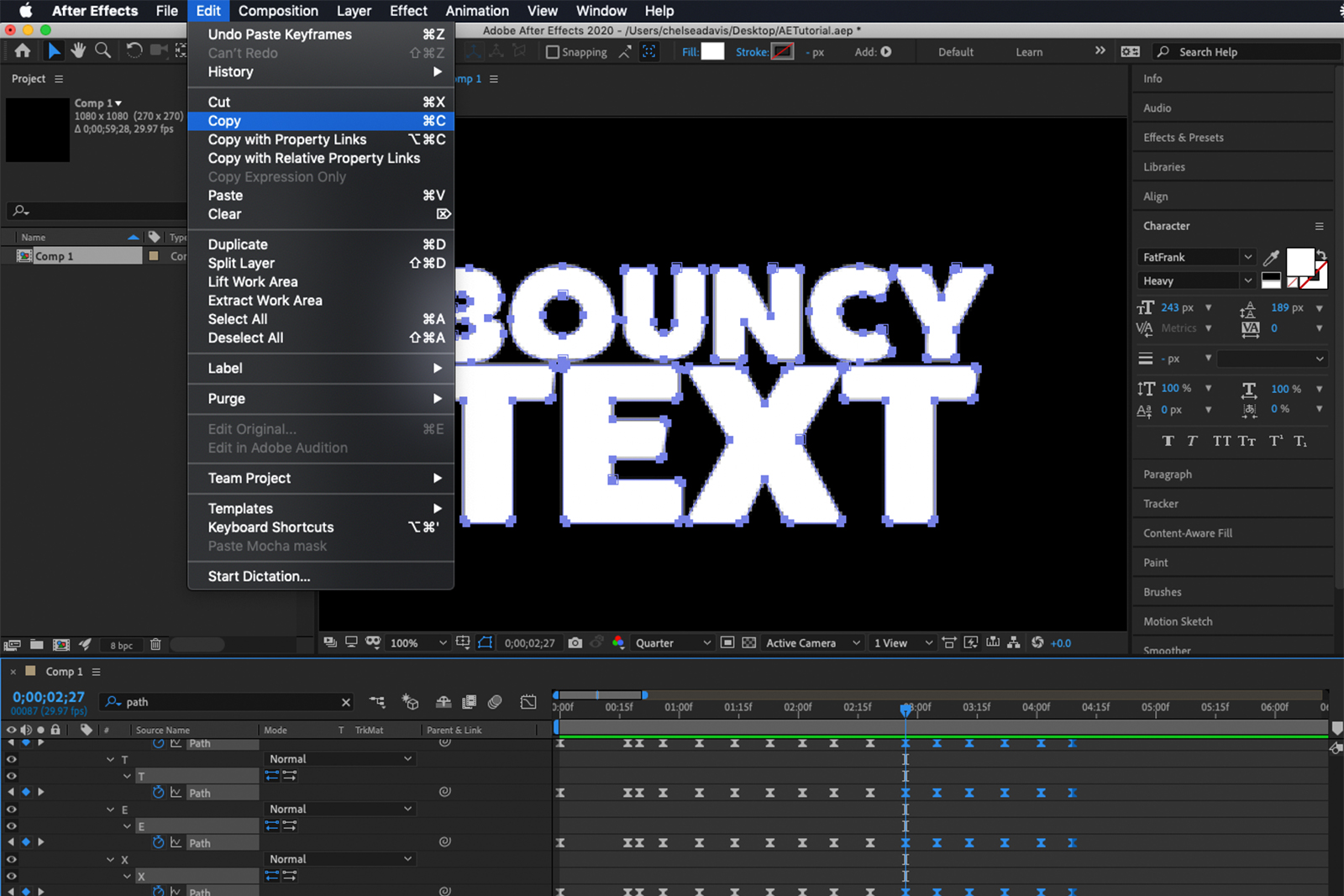 Bouncing Text Animation After Effects Tutorial Rsd News