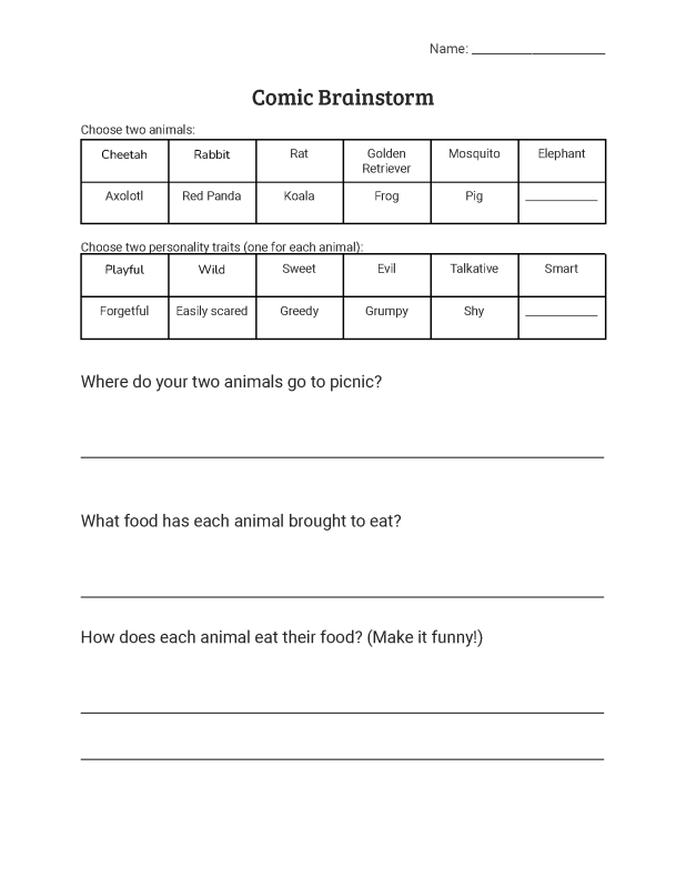 One page comic ideas & lesson plan | Blog